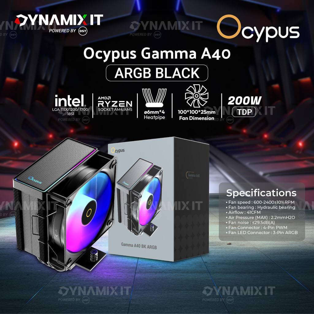 Jual Ocypus Gamma A40 ARGB CPU Air Cooler Fan - Black | Shopee Indonesia