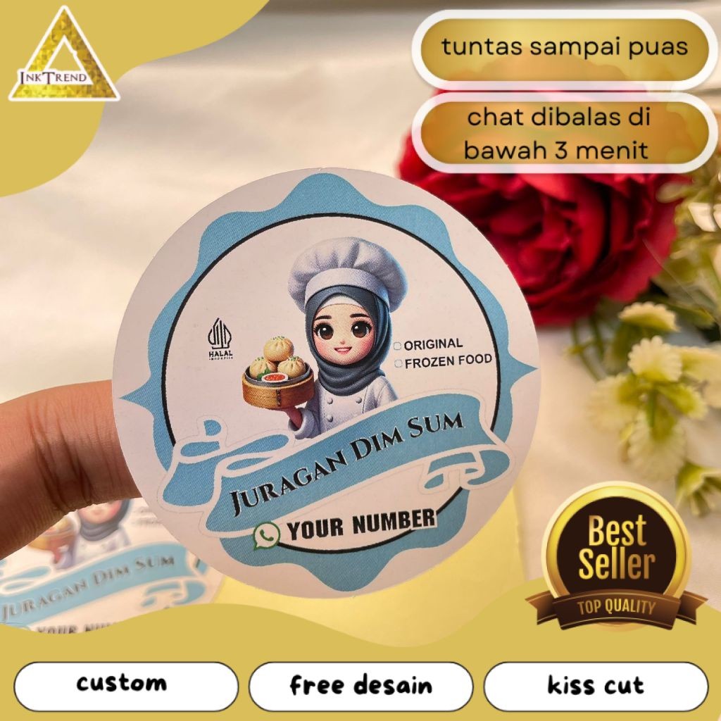 Jual INKA 9-15 Sticker Label Makanan Dimsum Stiker Free Desain Bulat ...