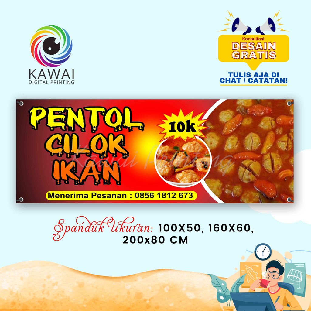 Jual SPANDUK BANNER Pentol Dan Cilok Ikan MMT Spanduk Custom 200x80 ...