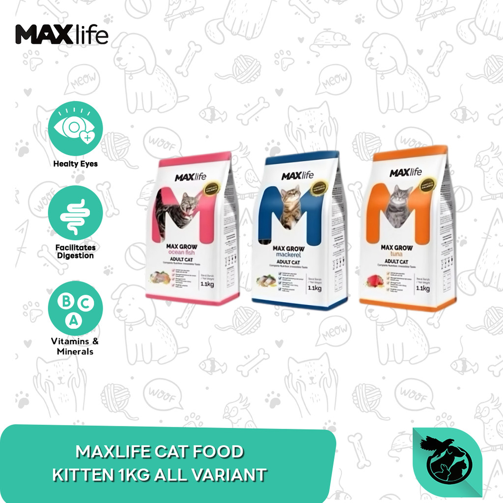 Jual Maxlife Adult Kitten Dry Cat Food Makanan Kucing Kering 1kg ...
