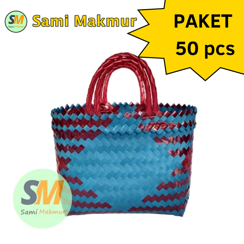 Jual PAKET HEMAT 50 PCS Tas Anyaman Plastik ukuran KECIL (S) KACA ...
