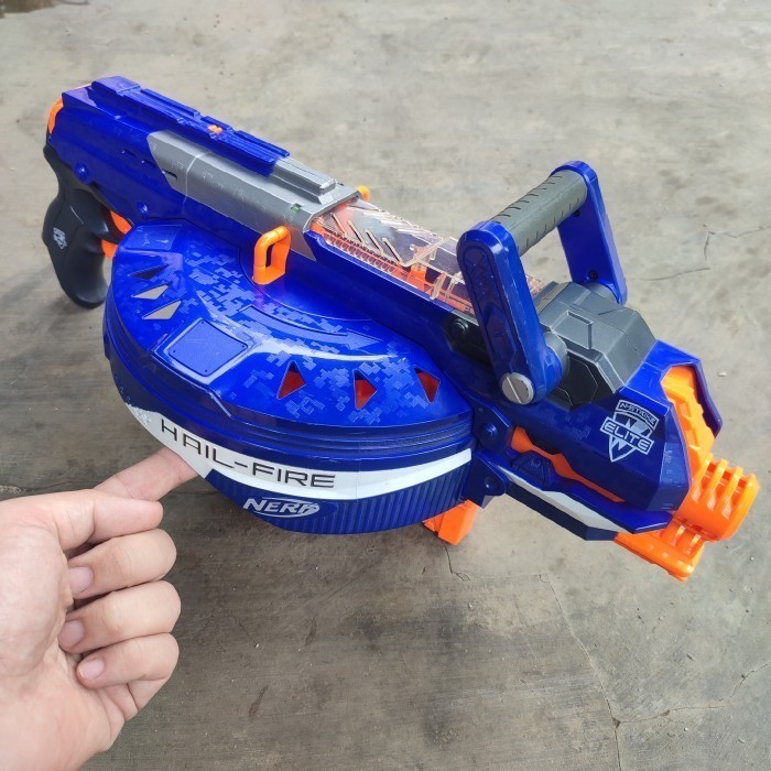 Jual Mainan Pistol Nerf Hailfire Original Foam Bullet Normal | Shopee ...