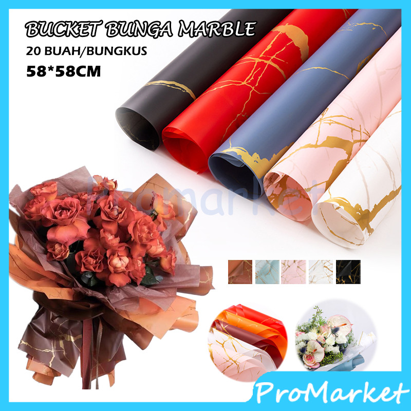 Jual Cellophane Wrapping Paper Marble/ Bucket Bunga Marble / Cellophane ...