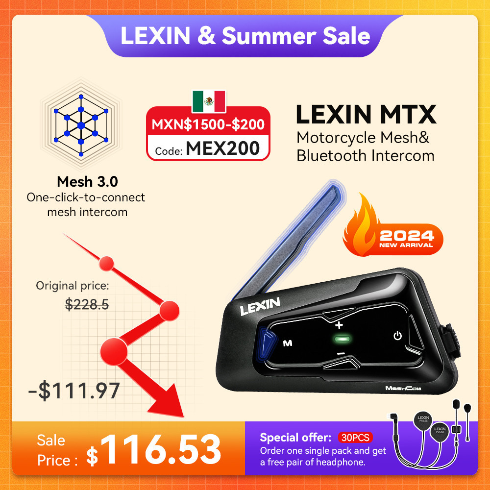 Jual LEXIN-MTX Motorcycle MESH&Bluetooth Headset Intercom ,With Mesh ...