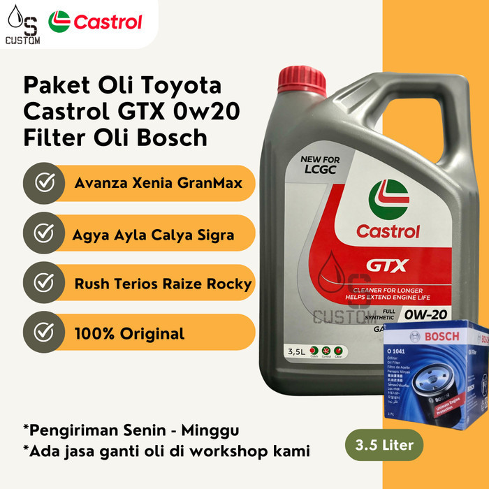 Jual Paket Oli Toyota Castrol GTX 0w20 3.5L Full Synthetic + Filter Oli ...