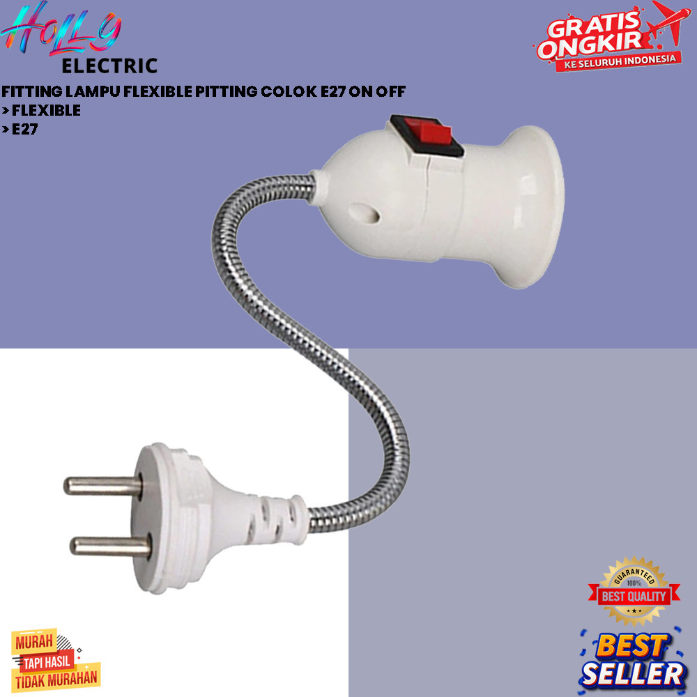 Jual FITTING LAMPU FLEXIBLE PITTING COLOK E27 ON OFF {HOLLY} | Shopee ...