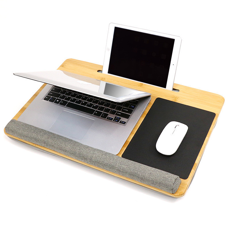 Jual 100% Natural Bamboo Platform Laptop Table with Phone Holder Mouse ...
