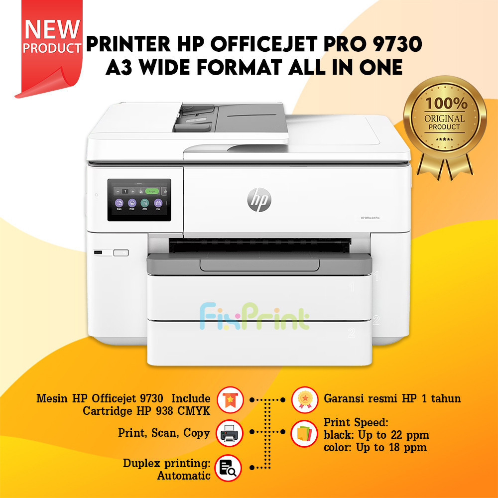 Jual Printer HP Officejet Pro 9730 A3 Print Scan Copy Wireless ADF Fax Garansi Resmi New ...