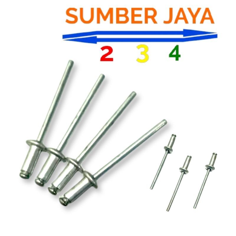 Jual Paku Rivet 635 ukuran 4.8MM x 10MM isi 100 pc | Shopee Indonesia