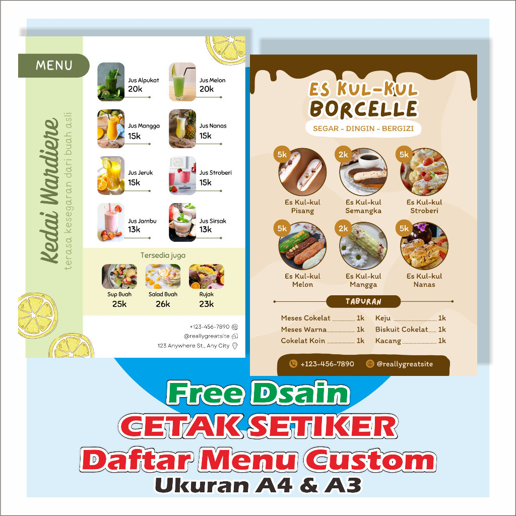 Jual CETAK SETIKER DAFTAR MENU MAKANAN MINUMAN CUSTOM STIKER DAFTAR ...