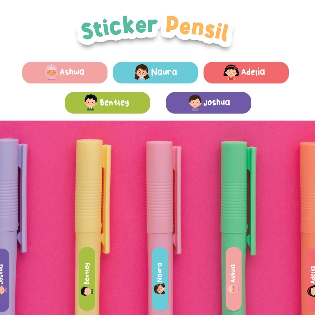 Jual Stiker Label Nama Pensil Waterproof, Stiker Nama Ukuran Kecil ...
