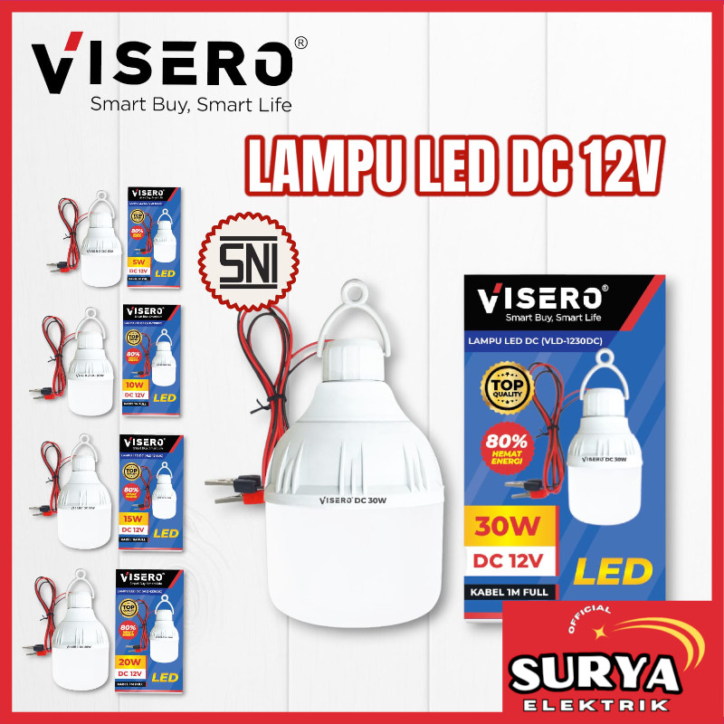 Jual Bohlam Lampu LED VISERO Jepit Aki DC 12V 3W / 5W / 10W / 15W / 20W / 30W Kabel 1M Full SNI ...