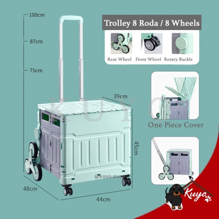 Jual Box Troli Lipat Anjing 8 Roda Pet Trolley Shopping Stroller ...