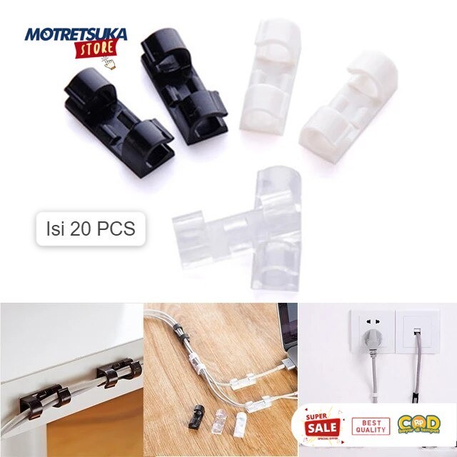 Jual Perapih Cable Isi 20 PCS Clip Klem Kabel Tempel Pengikat Klip ...