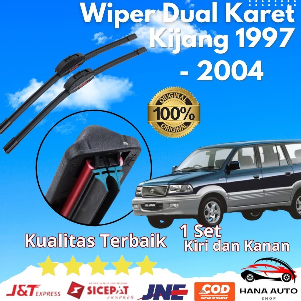 Jual Wiper Double Karet Dual Karet Frameless Kijang Sapuan Kaca Mobil
