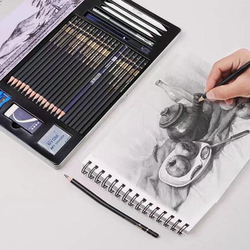 Jual Nyoni Drawing Pencil Gambar Set 36pcs Metal Tin Box Pensil Gambar ...