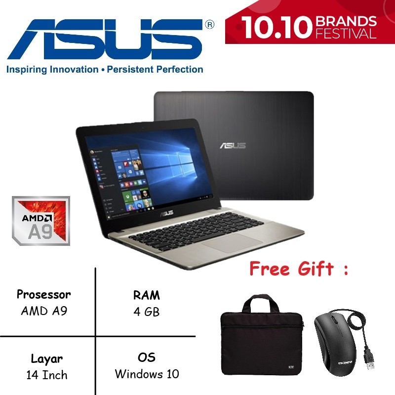 Jual LAPTOP GAMING ASUS X441BA AMD A9 RAM 4/8GB SSD 256GB WINDOWS 10 ...