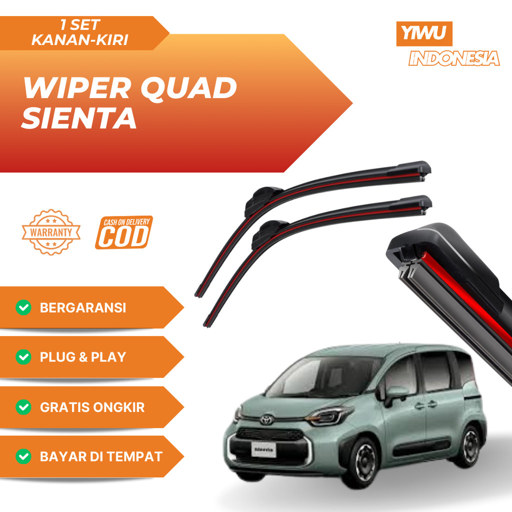 Jual Wiper Quad 4 Karet Toyota Sienta Frameless Model Karet Quad Blade ...