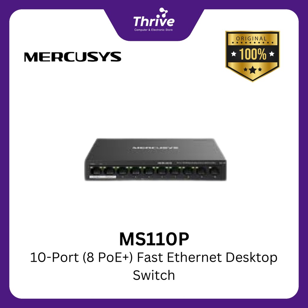 Jual MS110P 10-Port (8 PoE+) Fast Ethernet Desktop Switch | Shopee ...