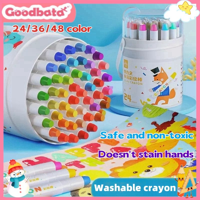 Jual 【Free Brush】Ready Stock Goodbata Crayon Putar Washable Silky ...