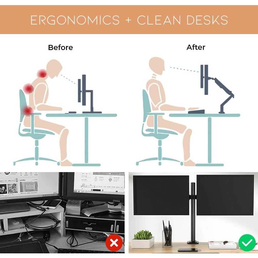 Jual Bracket Monitor Meja Dual Arm VESA 100 x 100/75 x 75. TV 13-27 ...