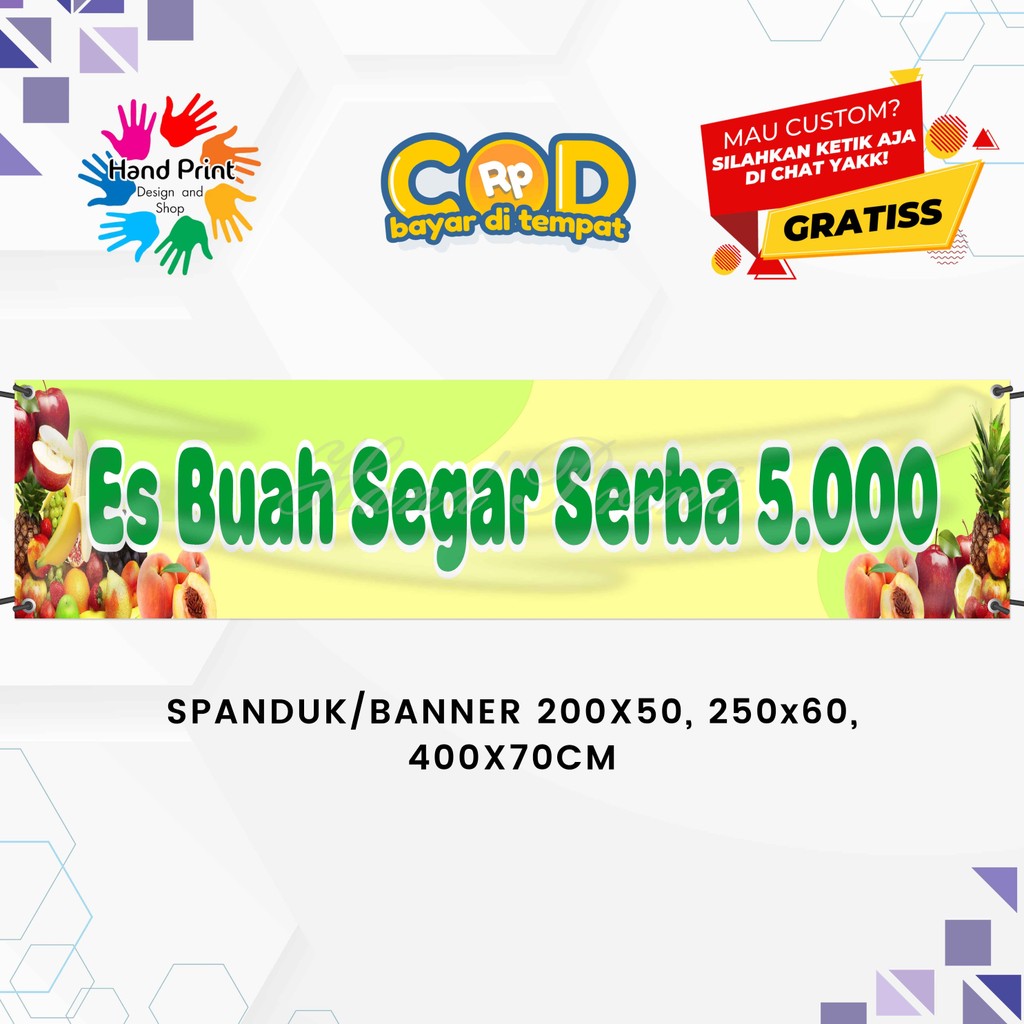 Jual Cetak Spanduk Banner Es Buah Segar Kuning MMT Spanduk Custom ...