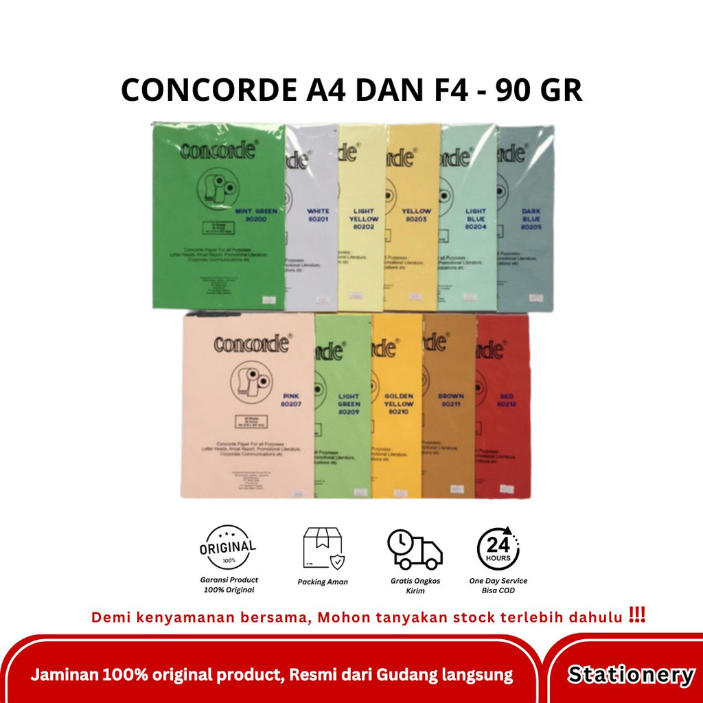 Jual CONCORDE PAPER LAID 90GR FOLIO (21.5X33) ISI 20 LEMBAR | Shopee ...