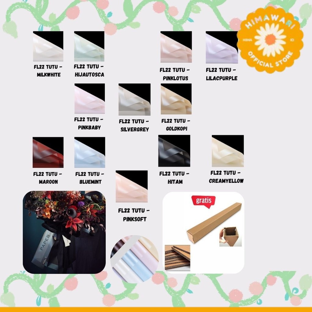 Jual HIMA - (5 LEMBAR) - FL22 TUTU Kertas Bunga Paper Buket Motif Frame ...