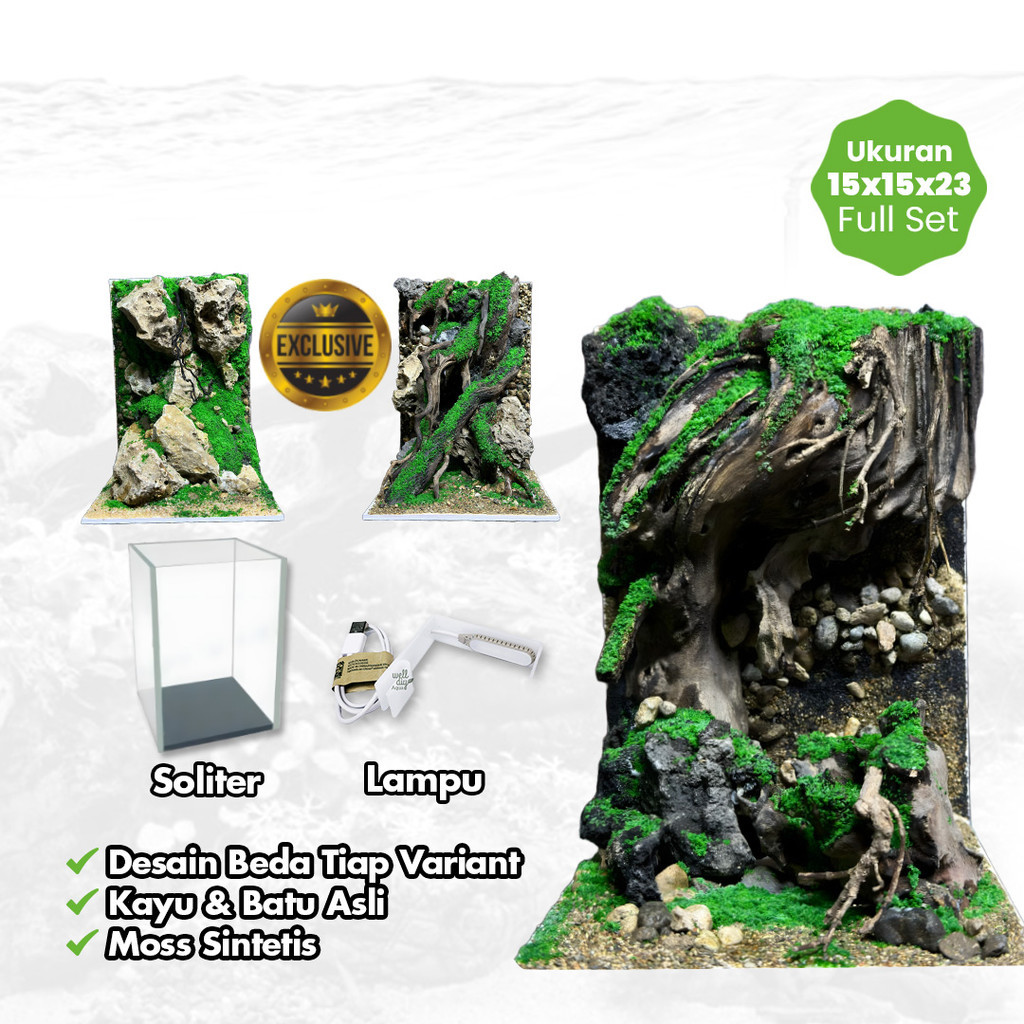 Jual Aquarium Aquascape Fullset Mini Soliter 3D Background Ikan Cupang ...