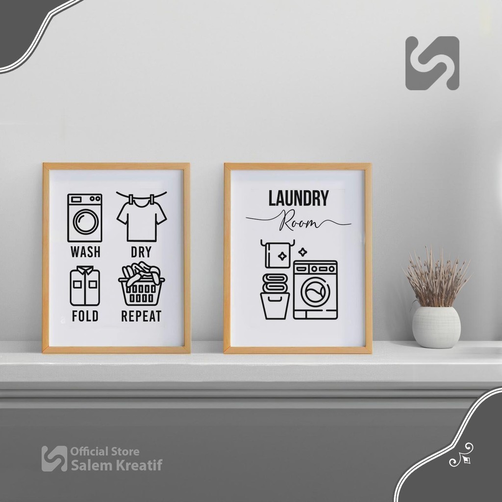 Jual Bingkai Poster A4 Laundry Dekorasi Dinding Aesthetic Pigura Kayu