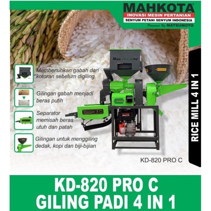 Jual Mesin Giling Padi Jadi Beras / Mesin Selep Padi Penepung Mahkota KD 820 Pro C & Engine 7HP ...