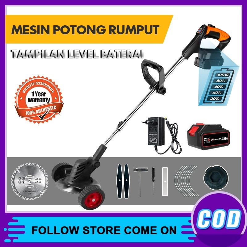Jual Mesin Potong Rumput IRONHOOF 48V Baterai Mesin Pemotong Rumput ...