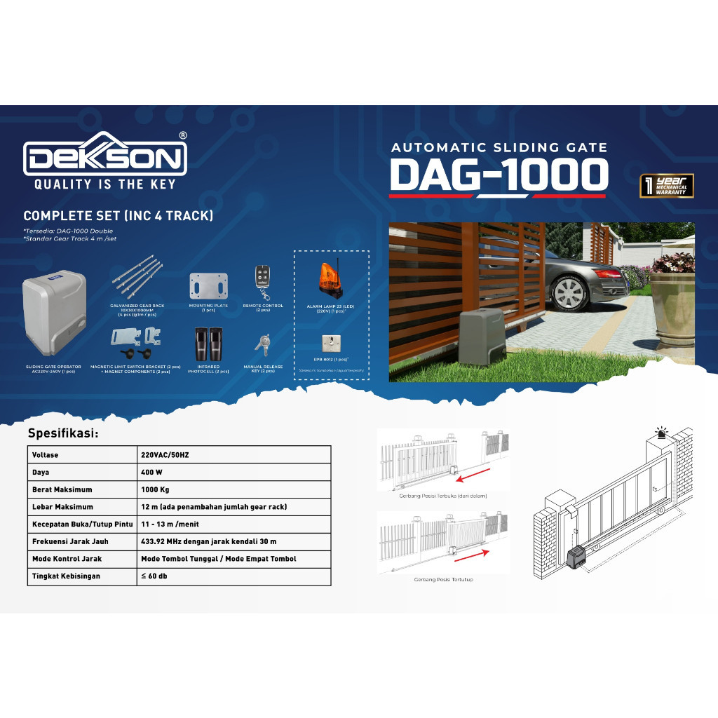 Jual Pagar Otomatis Automatic Sliding Gate Dekkson DAG-1000 | Shopee ...