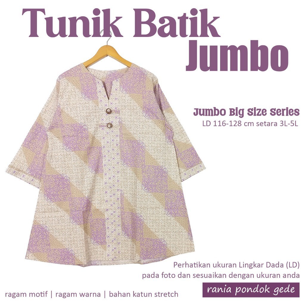 Jual Tunik Batik Katun Stretch JUMBO BIG SIZE LD 120 dan 125 cm motif ...