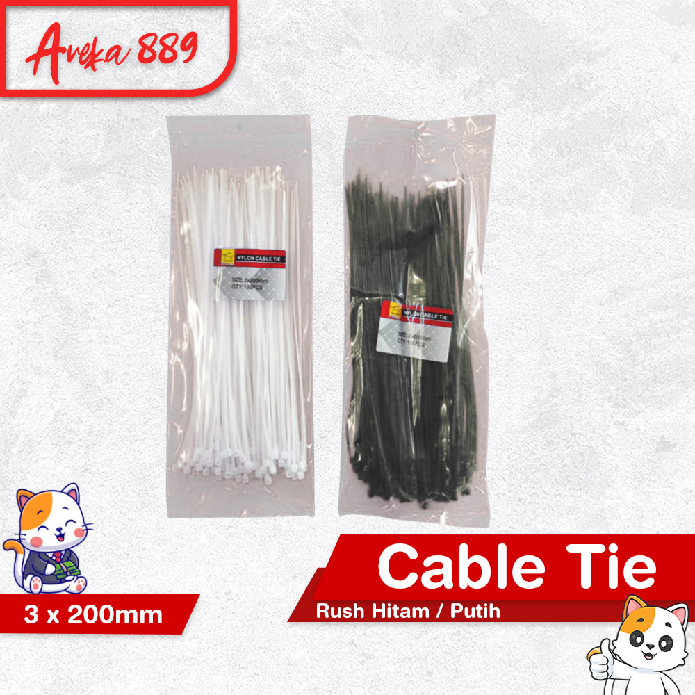 Jual Kabel Ties Putih - Cable Tie Hitam 200 mm 100 pc / Cable Tie ...