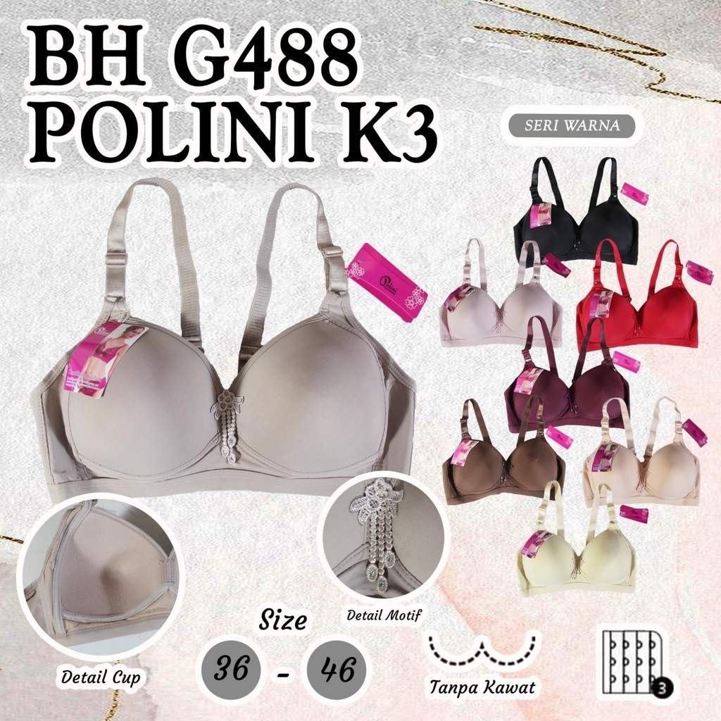 Jual Polini Bra BH Cup Besar Tanpa Kawat Busa Tipis G488 | Shopee Indonesia