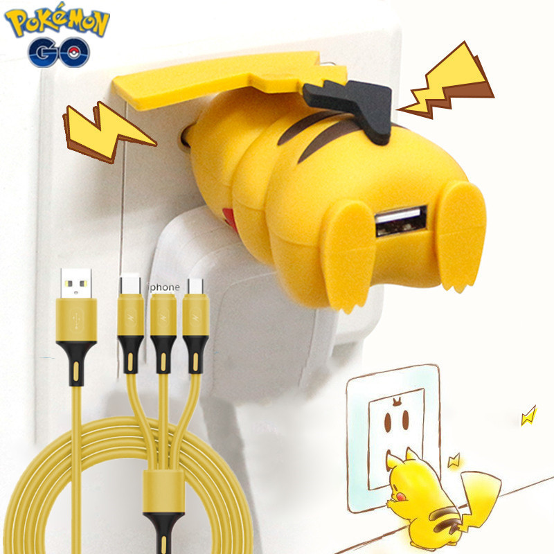 Jual New Anime Pokemon Pikachu Figure Model Charger data line Pocket ...