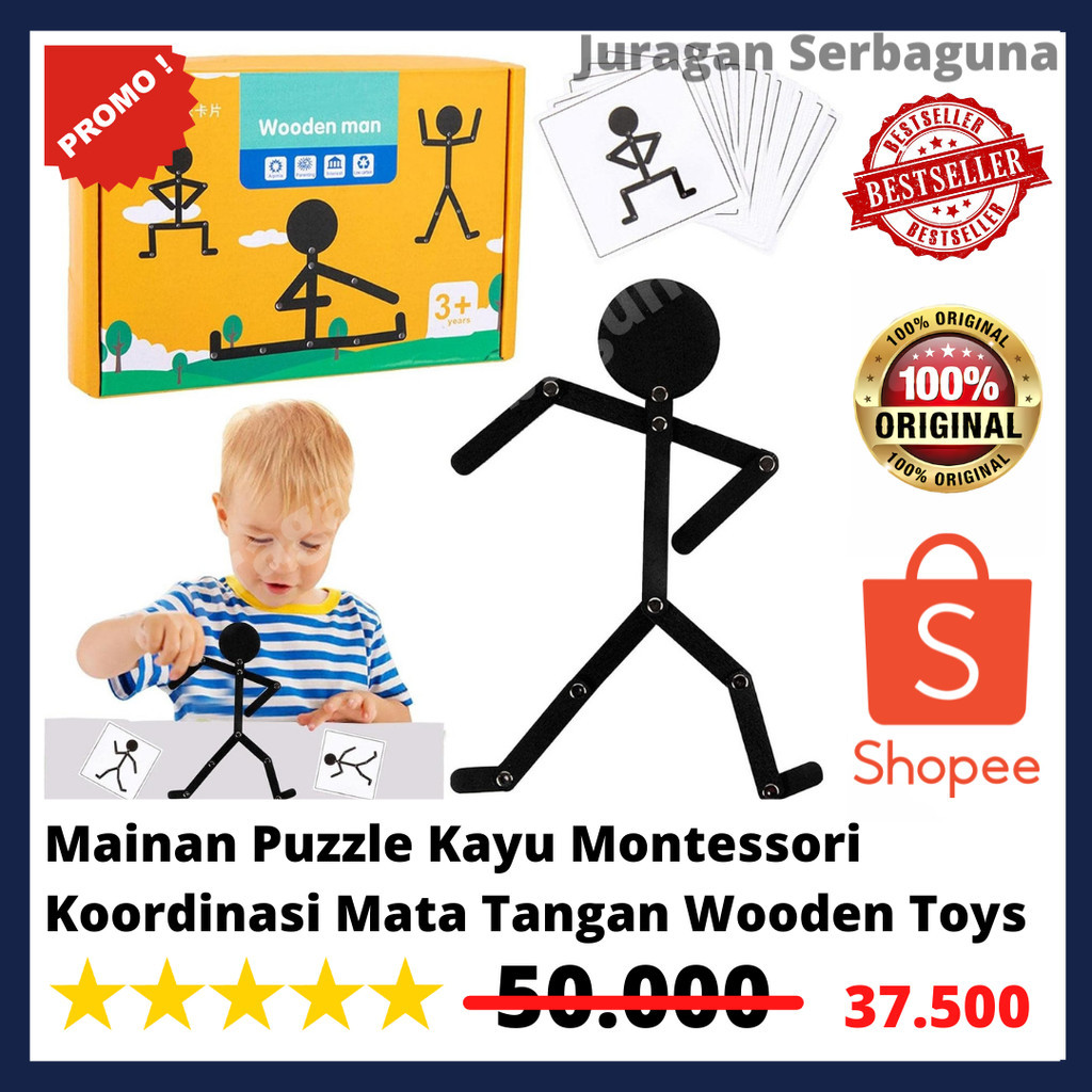 Jual Mainan Edukasi Puzzle Kayu Montessori Koordinasi Mata Tangan ...