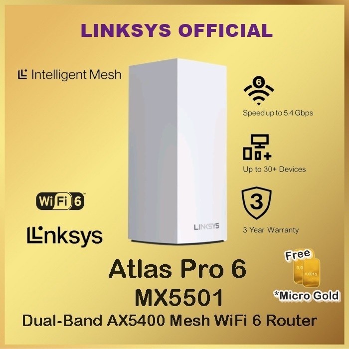 Jual Linksys MX5501 Atlas Pro 6 Wi-Fi 6 Dual-Band Mesh System ( 1 Pack ) | Shopee Indonesia