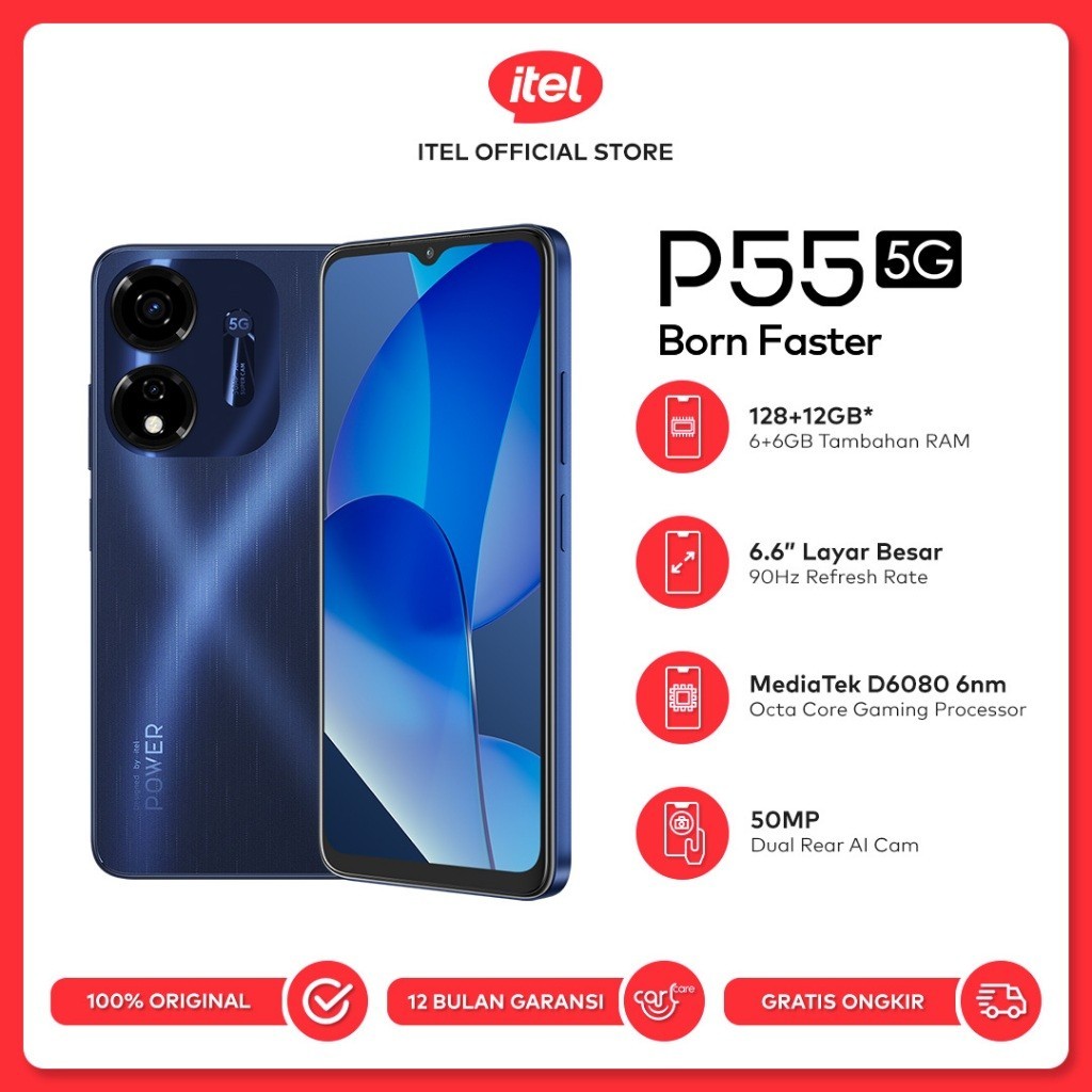 Jual itel P55 5G RAM 6+128GB - 5G Network - 50M Dual Clear Cam - 18W ...