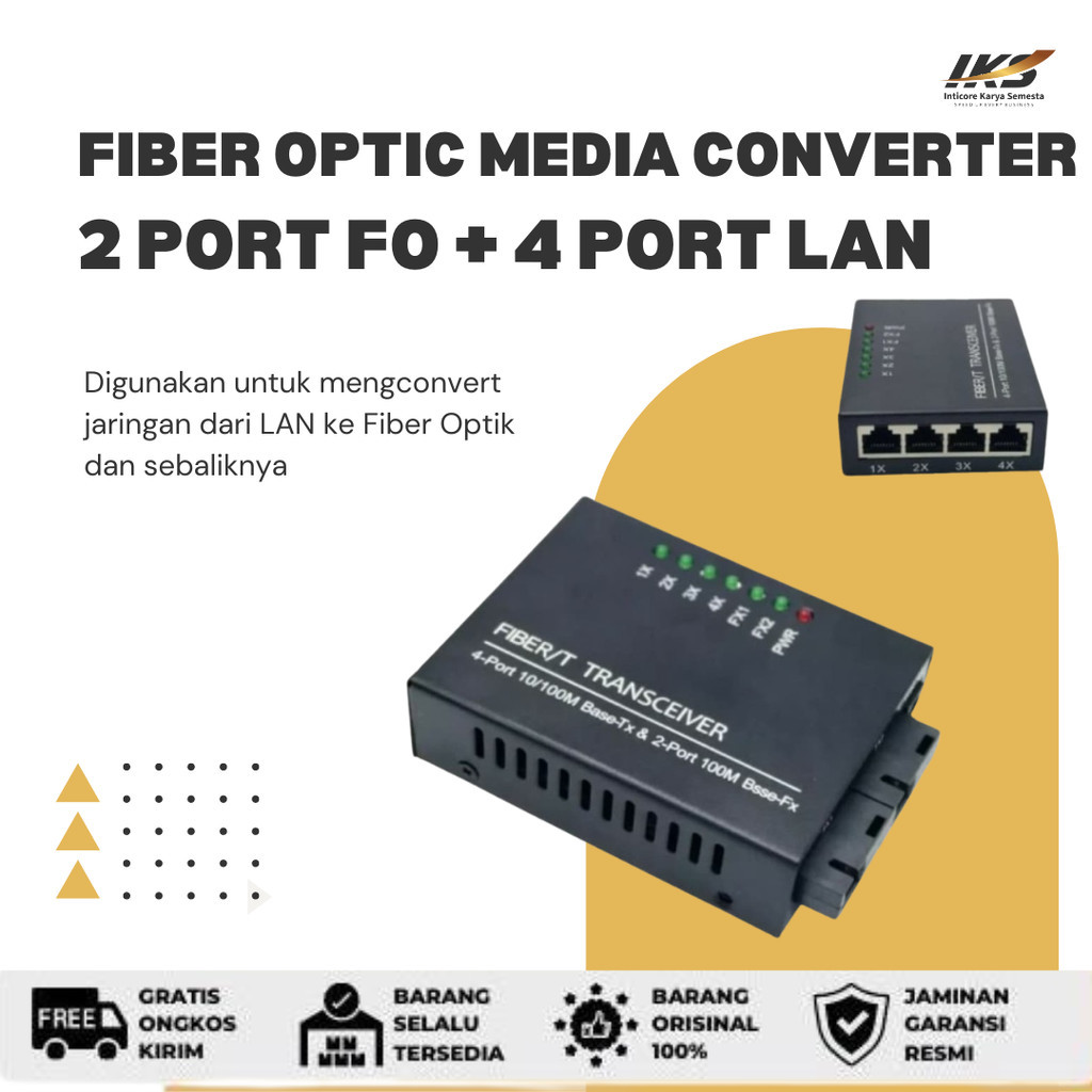 Jual Fiber Optic Media Converter 2 Port FO + 4 Port LAN Fullset with Adaptor | Shopee Indonesia