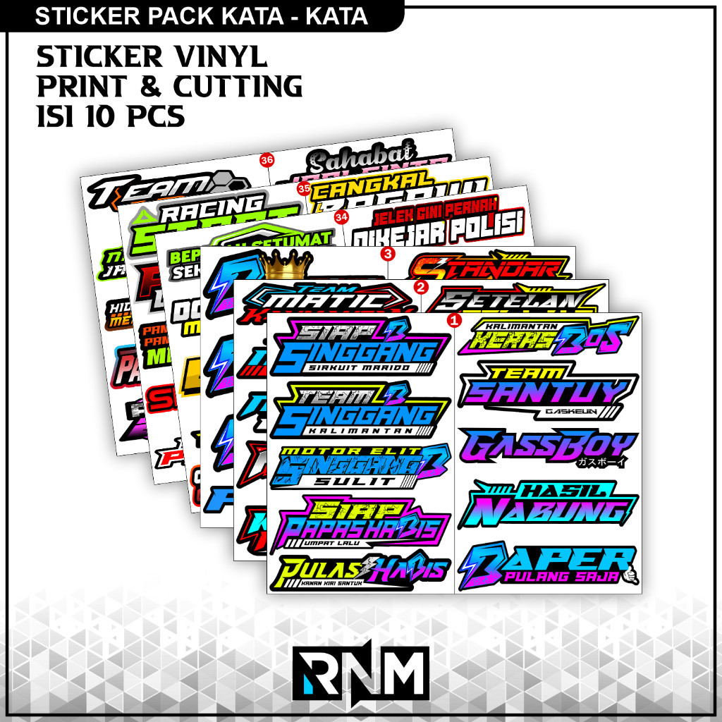 Jual Sticker/stiker set pack viral kata - kata racing kekinian isi 10 ...