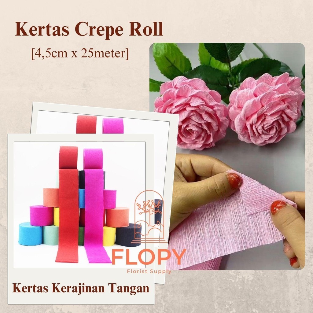 Jual [4,5cm x 25meter] Kertas Crepe Roll/ Kertas Krep | Shopee Indonesia