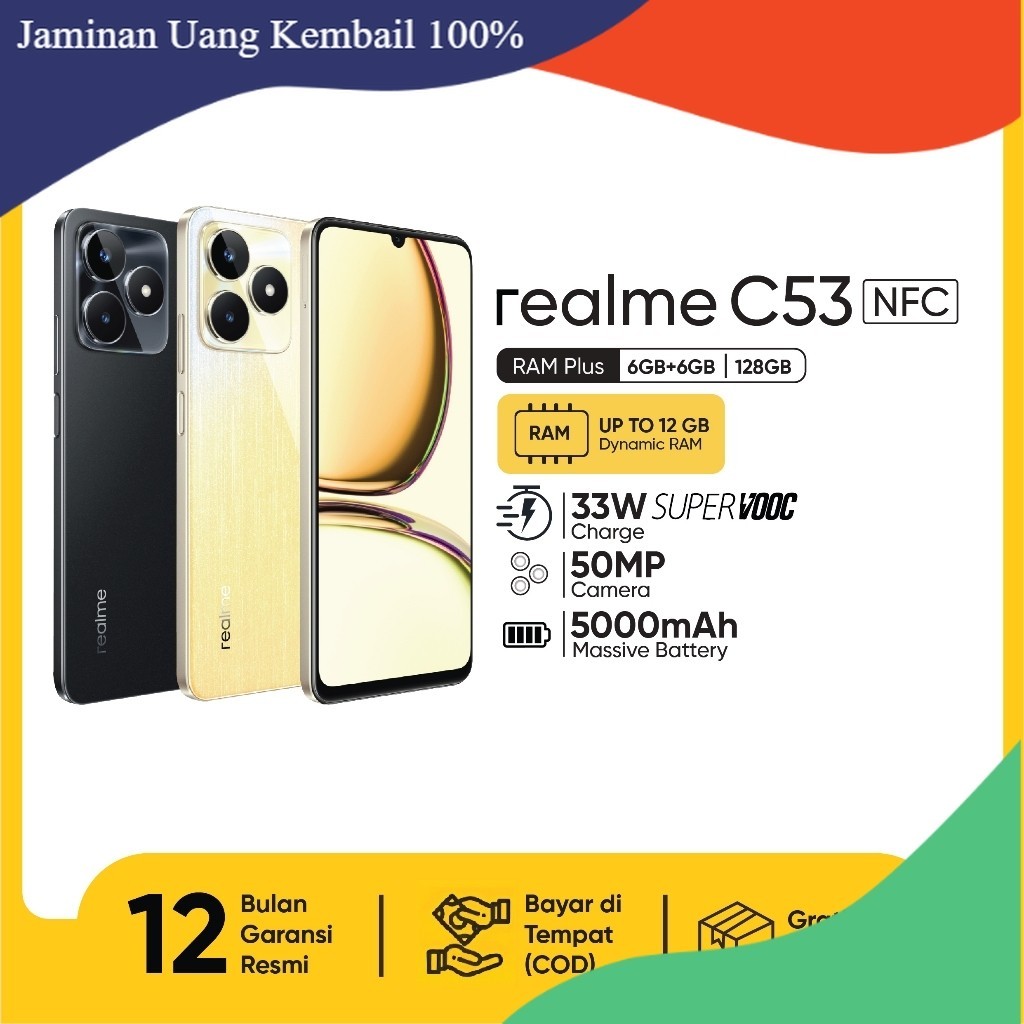 Jual Realme C53 6GB+6GB*|128GB Garansi Resmi (33W SUPERVOOC Charge | 50MP AI Camera | 5000 ...