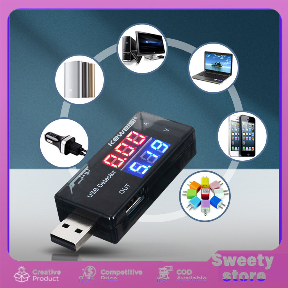 Jual KEWEISI USB Charger Power Current Voltage Tester Detector 3-20V 0 ...