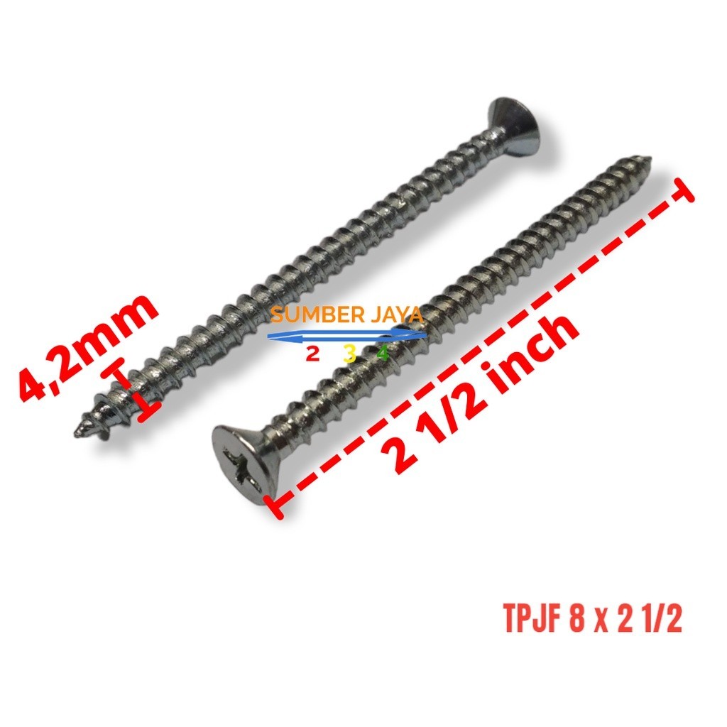 Jual Sekrup Skrup Sekerup TPJF 8 x 2 1/2 PER 10 PCS Skrup Taping ...