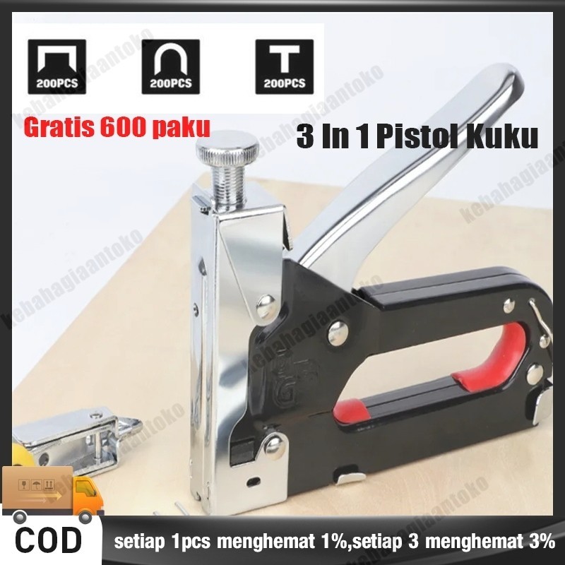 Jual Gratis 600 paku 3 in 1 Deli Stapler Gun / Staples Tembak 4-8mm ...
