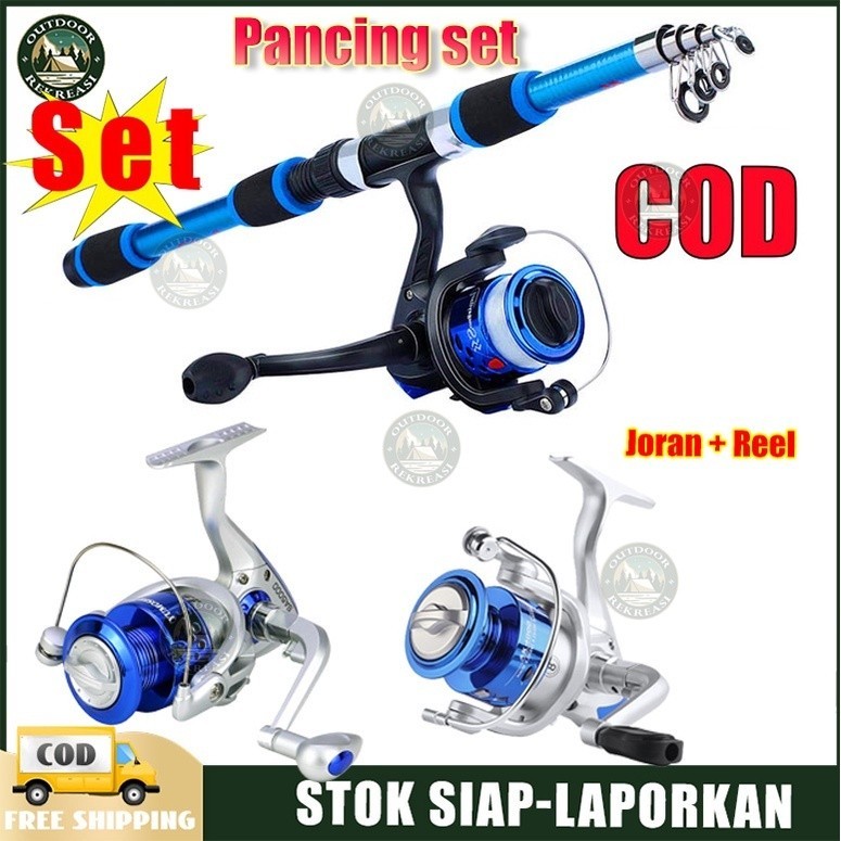Jual Pancing set 1.8M 6 Bagian Spinning Fishing Rod Reel Set Fiber ...