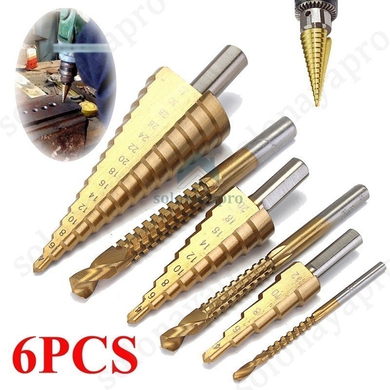 Jual 6Pcs Mata Bor STEP DRILL dril mata bor Pagoda besi kerucut Cone ...