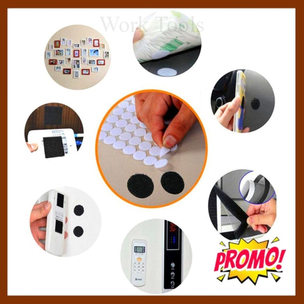 Jual Tape Lakban Dot Velcro Hook and Loop Sticker 450 Pairs 10 mm ...